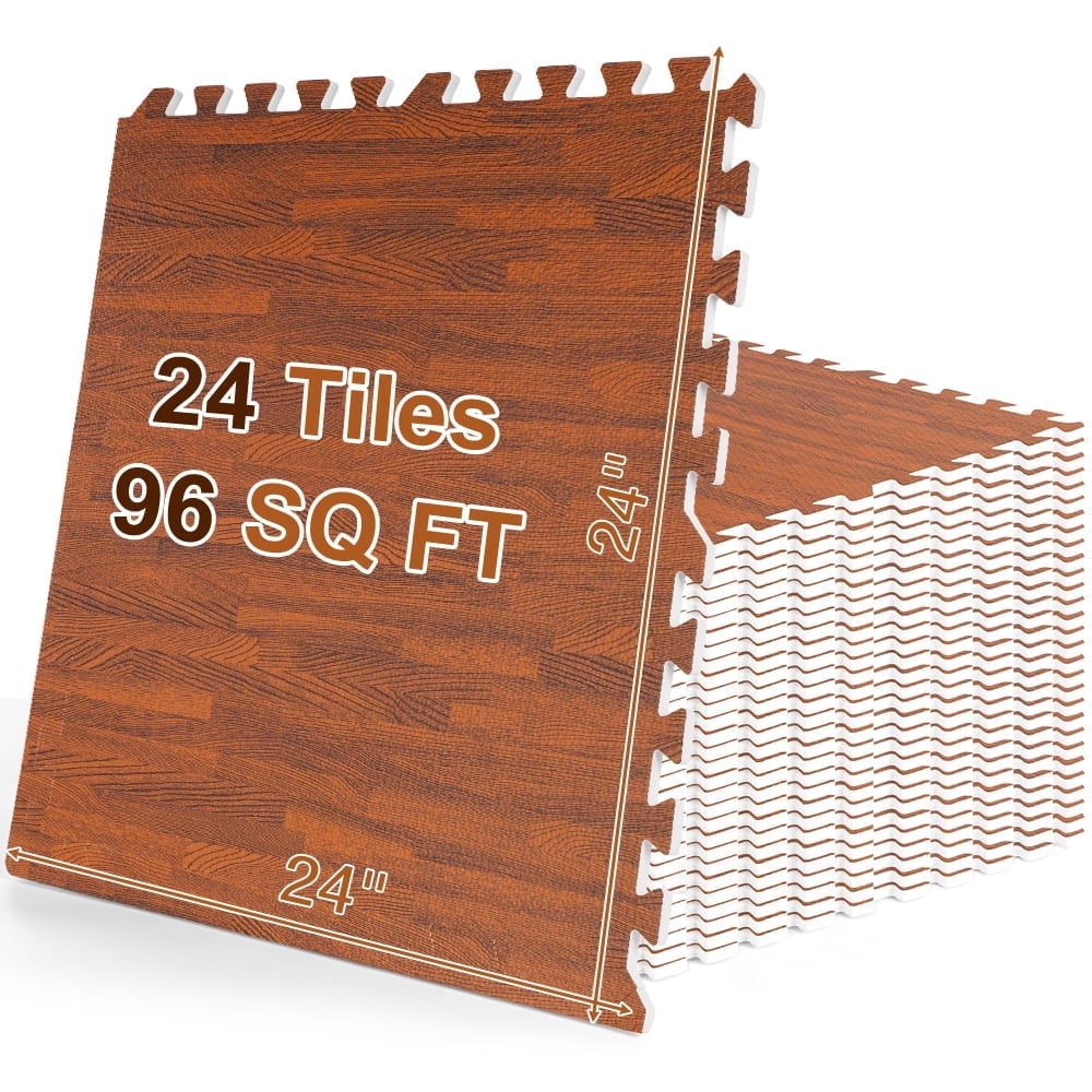 ARVAKOR Wood Grain Puzzle Mat 1/2-in, 24 Tiles EVA Foam Interlocking ...