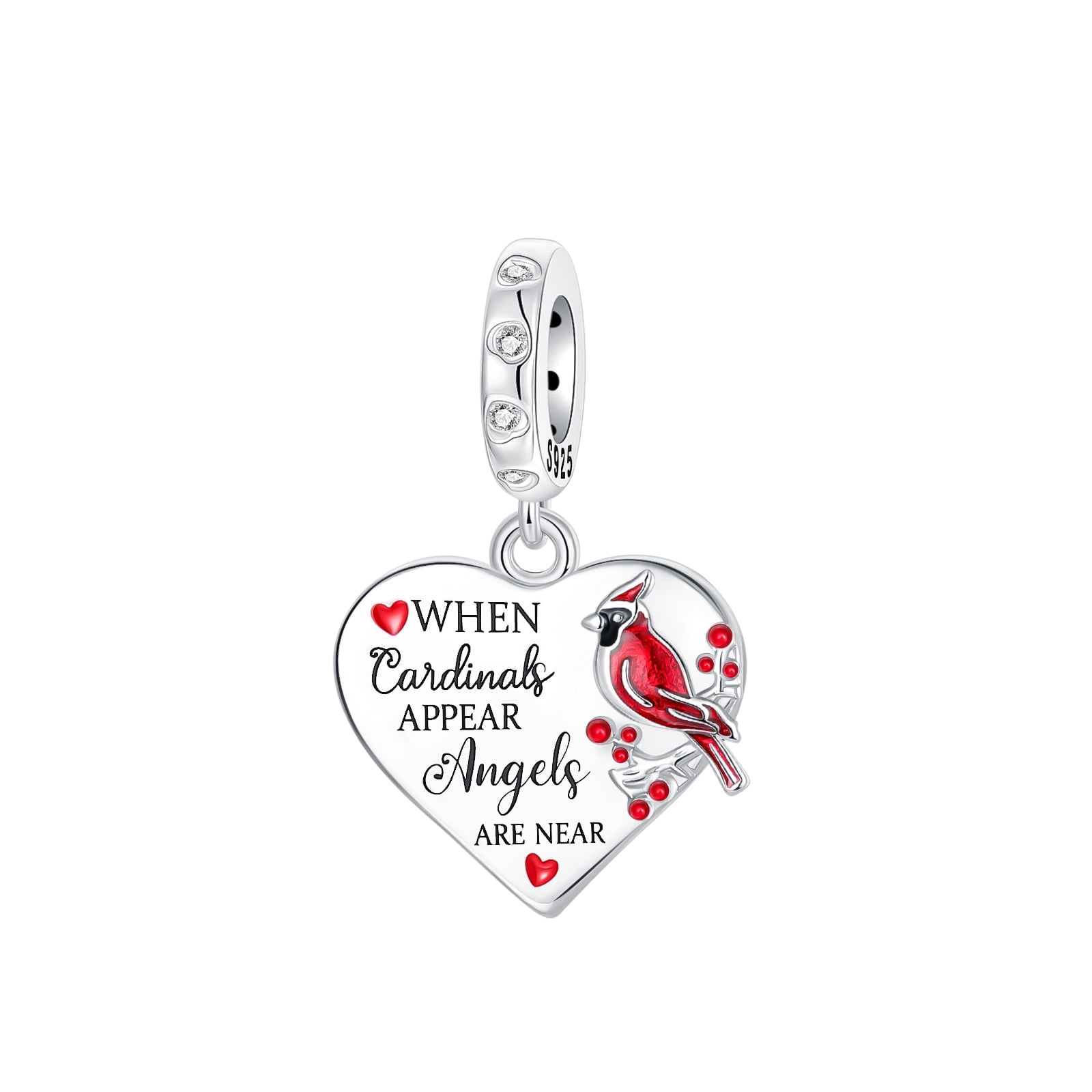ARVALILS Cardinal Heart Memorial Pendant - 925 Sterling Silver Engraved ...