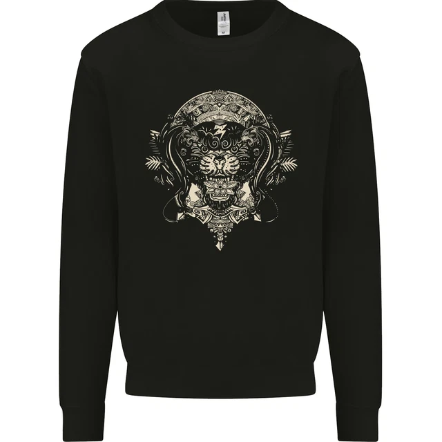 ARVY Ancient Mayan Aztec Tiger Art Tattoo Tribal Mens Sweatshirt ...