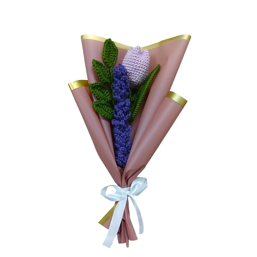 ARZ Collection Crochet Handknitted Tulip Flower Bouquet for Home Decor ...