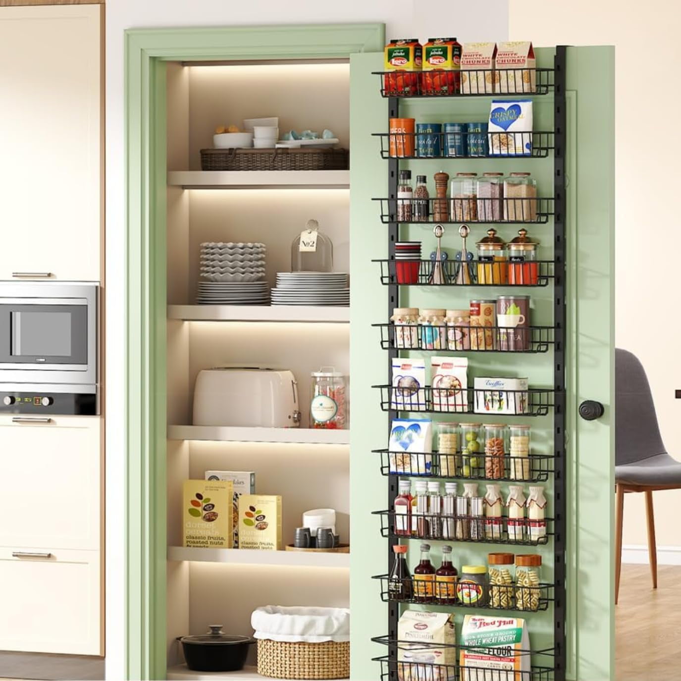 ARZEN 10 Tier Over The Door Pantry Organizer - Adjustable Door Storage Organizer for Kitchen ...