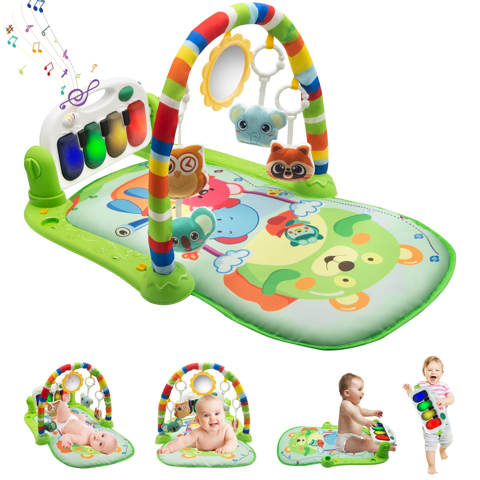 ARbuliry Baby Play Mat, Baby Gym Piano Mat with Music, Light and ...