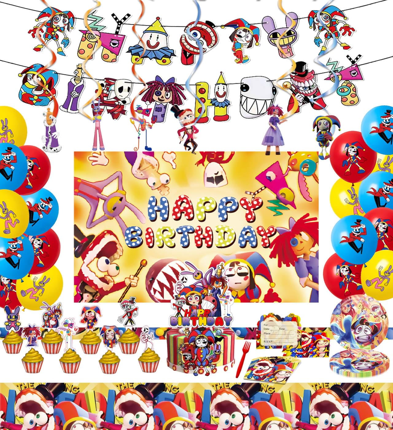 ARhar Digital Circus Birthday Party Decorations, AD01 Kids Party Favors ...