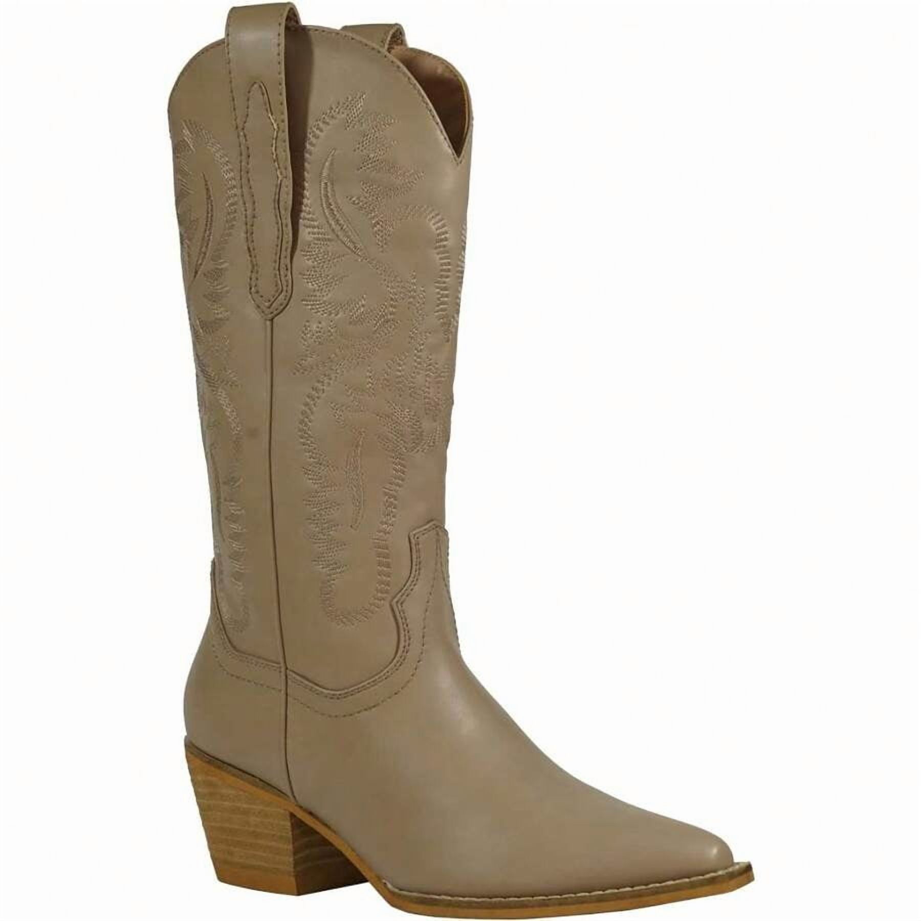 ARiderGirl Hanan Women Western Cowboy Boots Stacked Leather Heel and ...