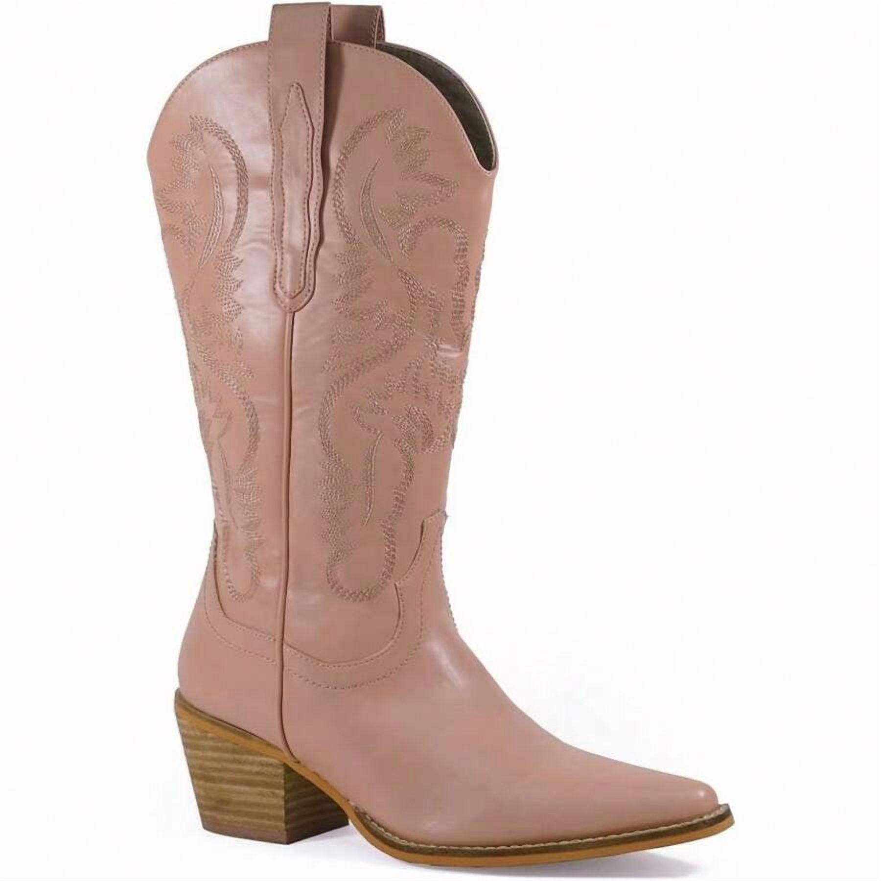 ARiderGirl Hanan Women Western Cowboy Boots Stacked Leather Heel and ...