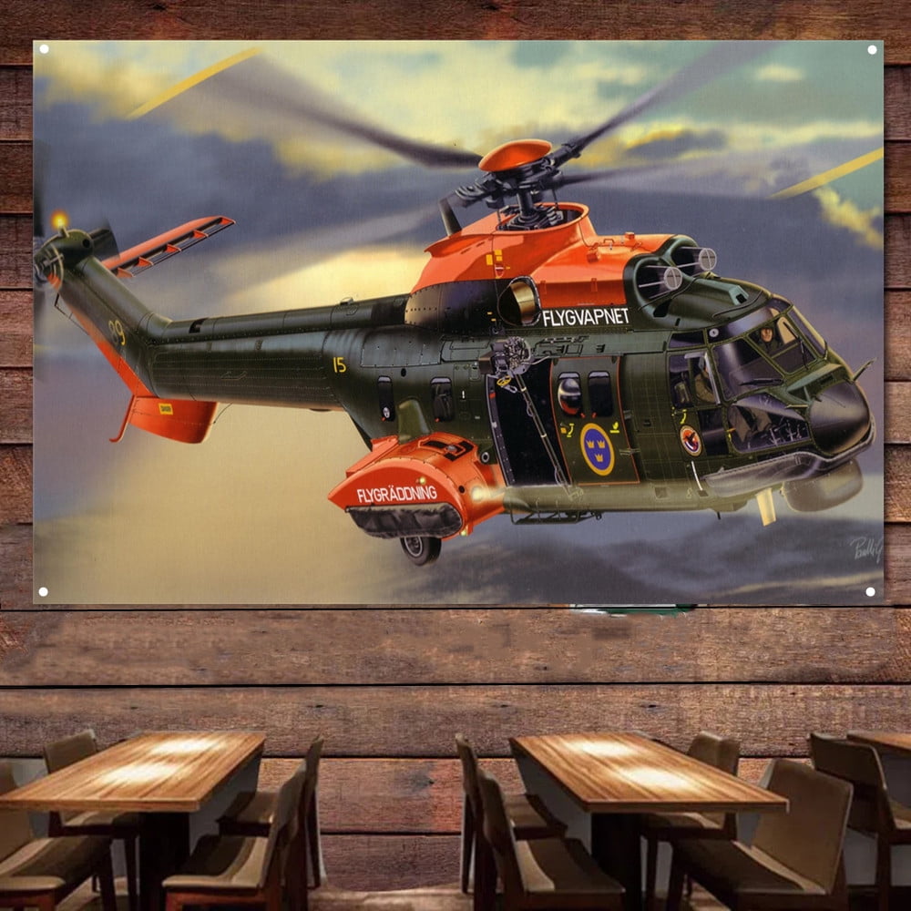 AS 532 Attack Helicopter Posters and Prints Canvas Painting - 38" x 57 ...