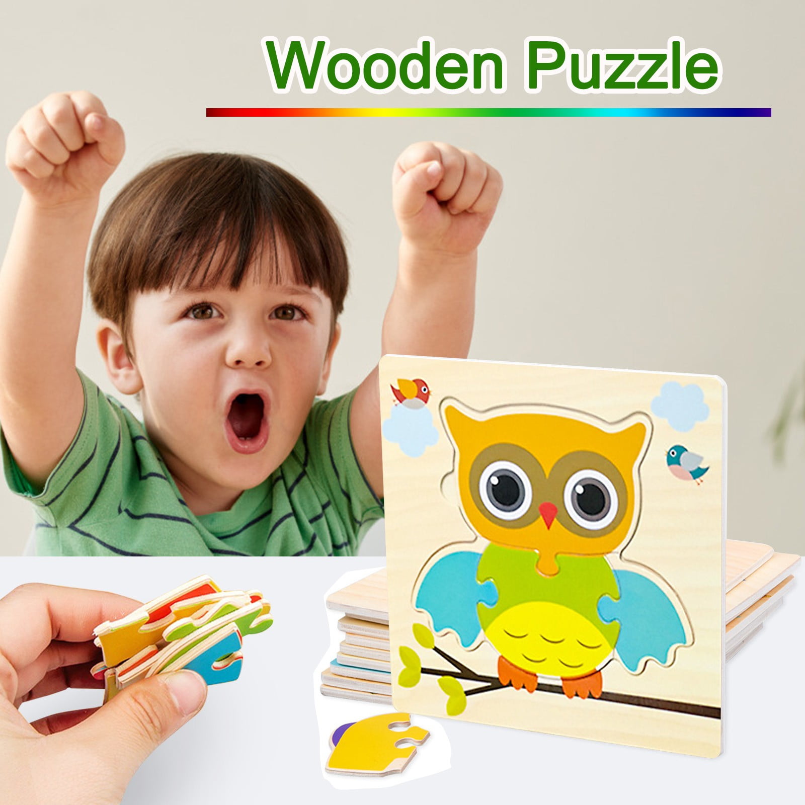 AS SHOWN Wooden Owl Tangram Puzzle For Toddlers, Educational Shape ...
