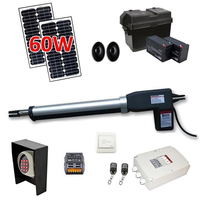AS600FULL Solar Powered Gate Opener Full Kit For Single Swing Gates Up ...