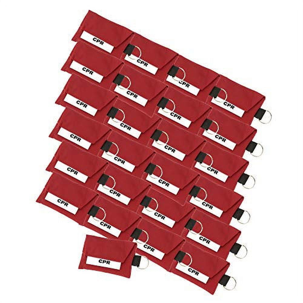 ASA TECHMED CPR Face Mask Key Chain Kit With Gloves - 25 Pack, Red ...