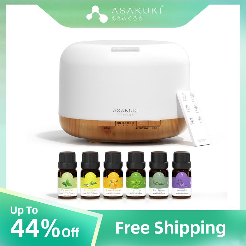ASAKUKI 500ml Essential Oil Diffuser for Home, Aromatherapy Humidifiers ...