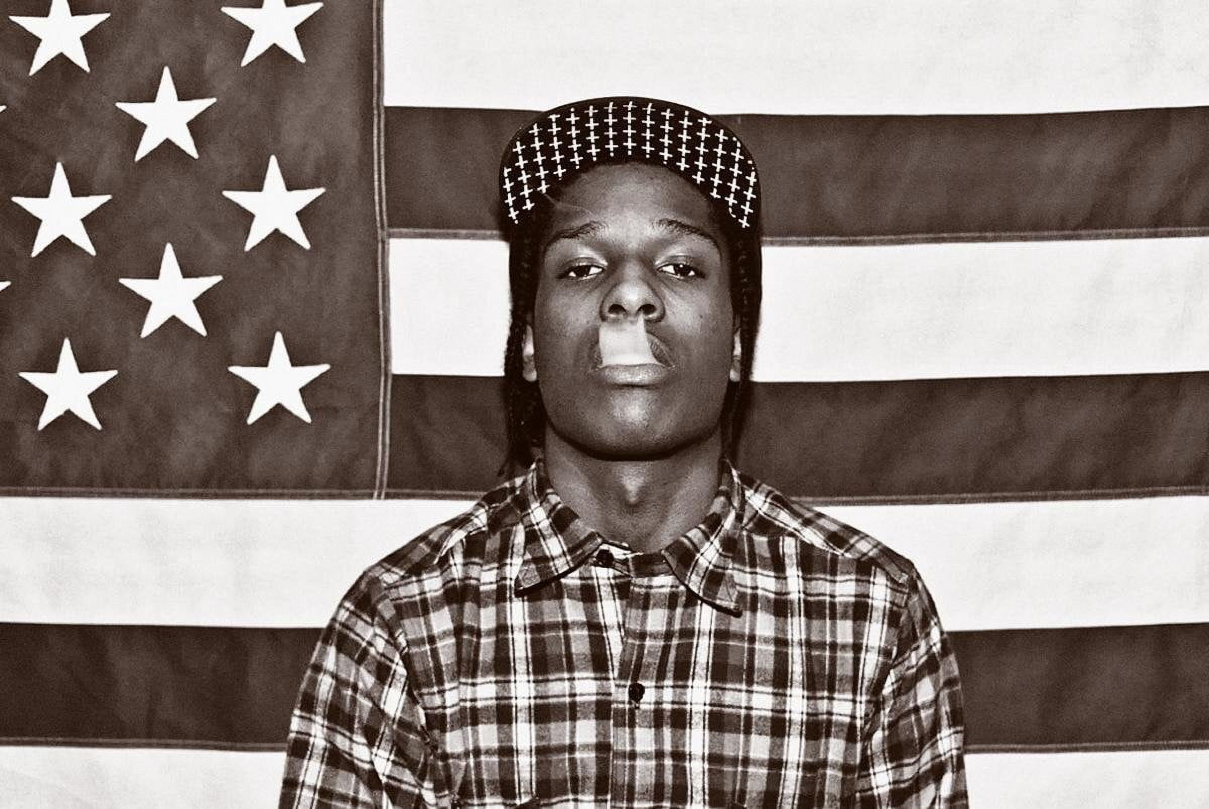 ASAP Mob Rocky with Flag Music Art Print Poster Rakim Mayers Smoking ...
