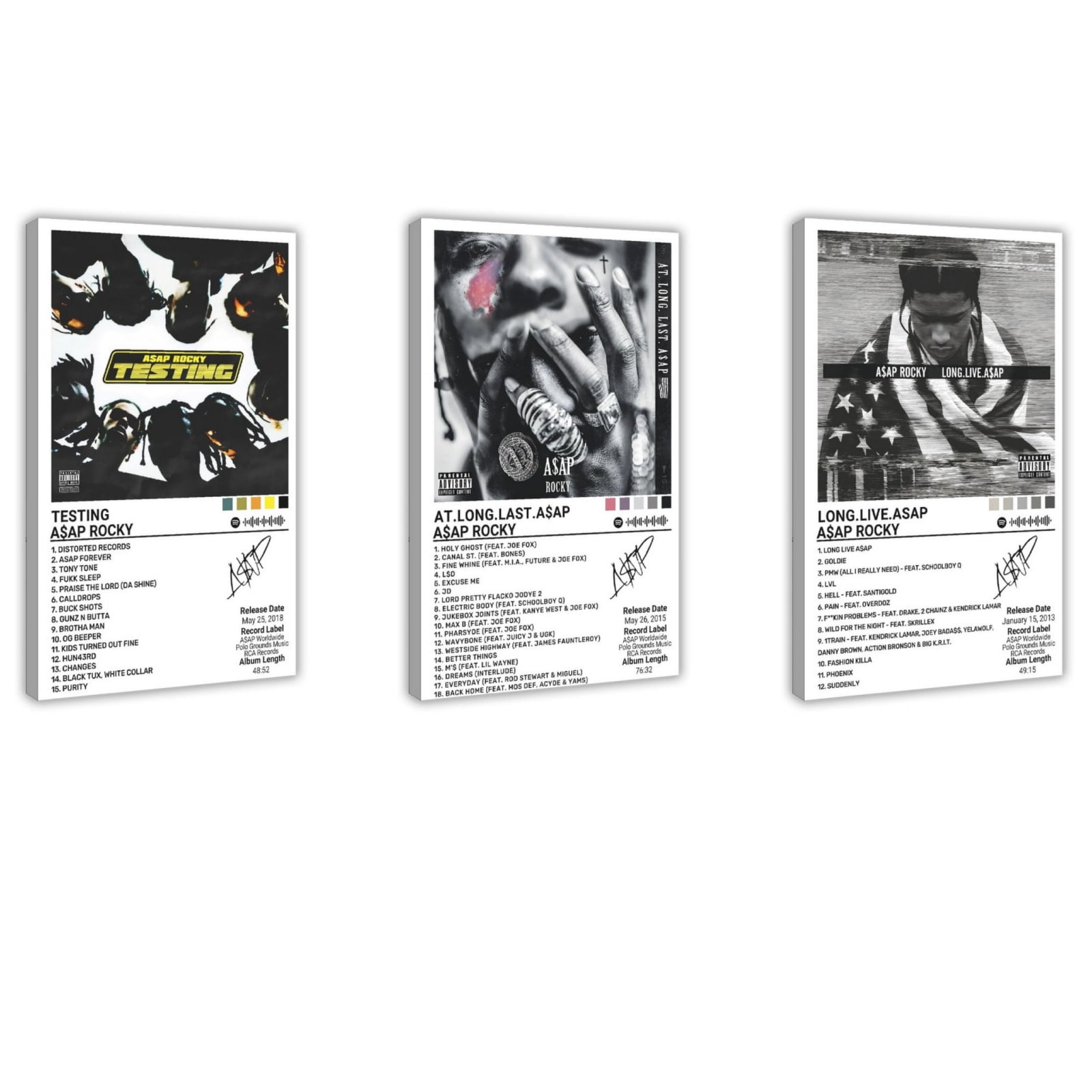 ASAP Rocky Album Cover Poster Bundle Set of 3 - Rapper Wall Art for ...