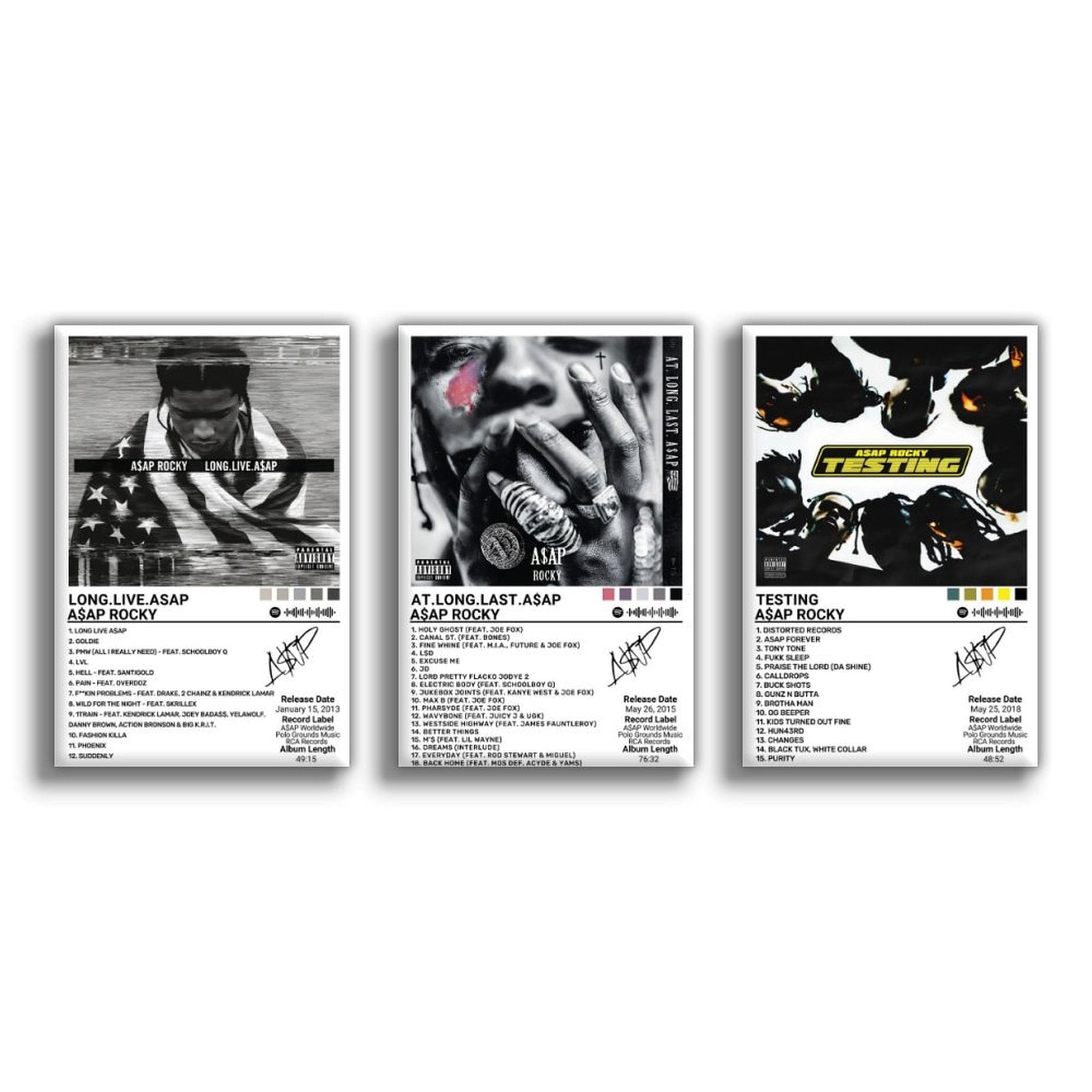ASAP Rocky Album Cover Poster Bundle Set of 3 - Rapper Wall Art for ...