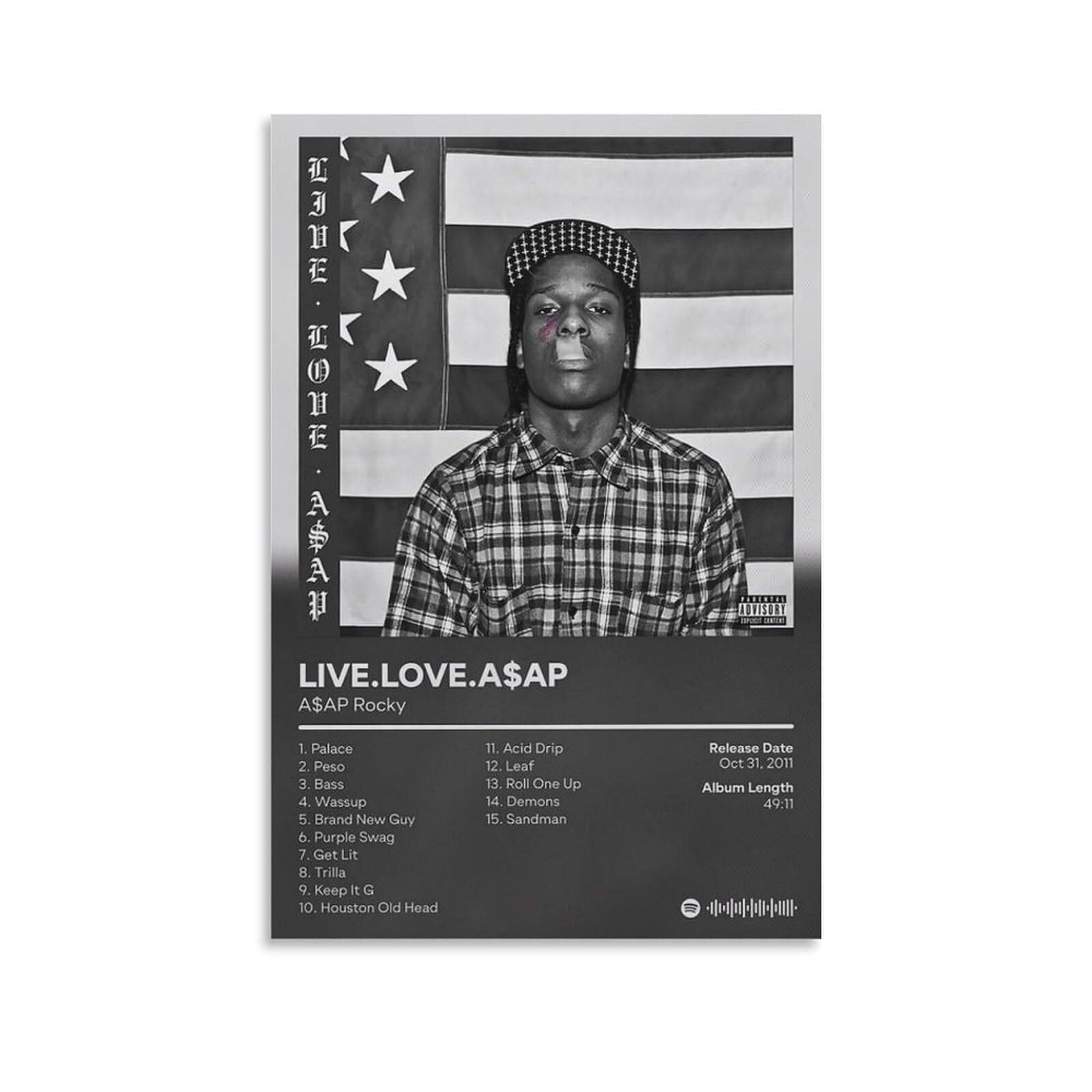 ASAP Rocky Live. Love. ASAP Music Album Cover Canvas Poster Bedroom ...