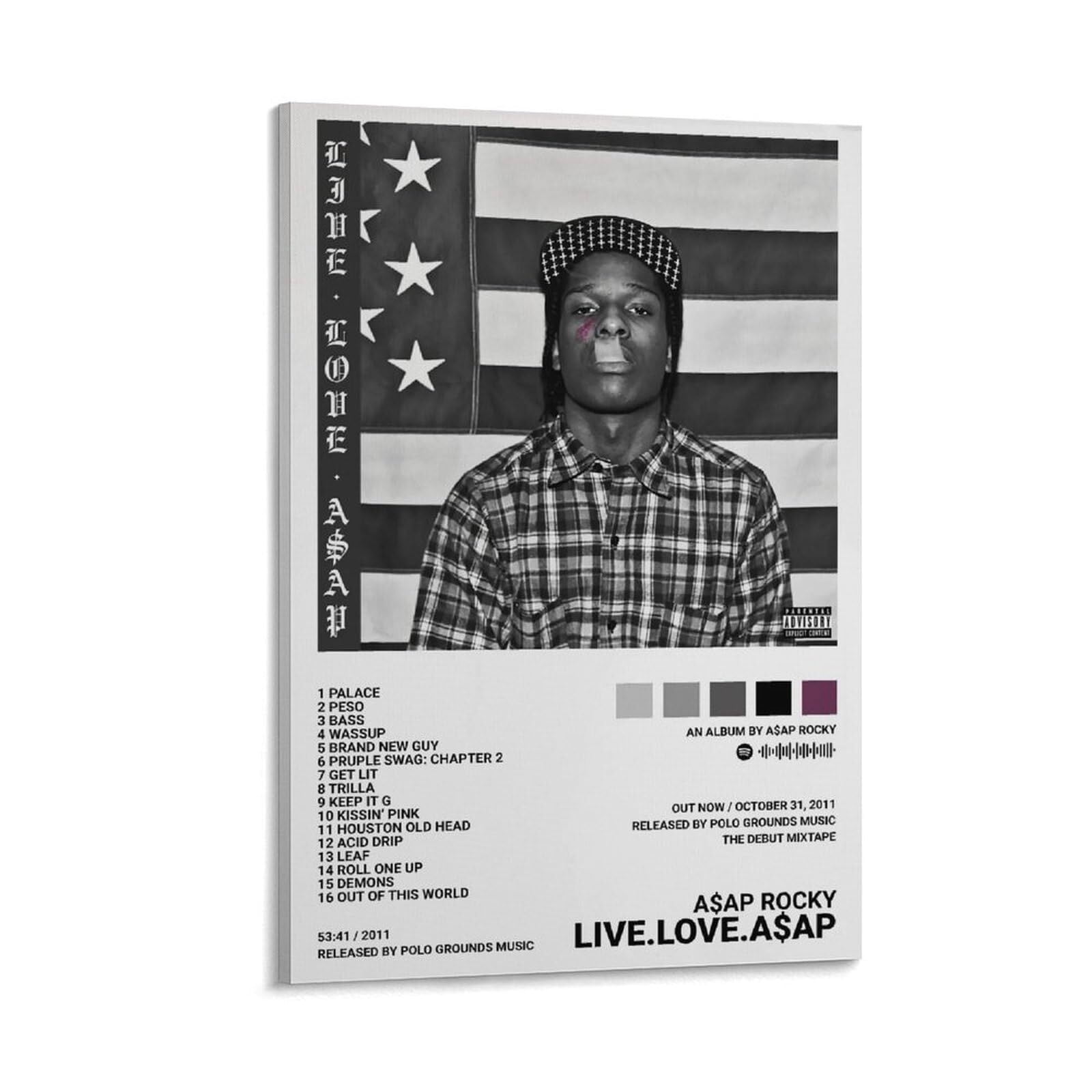 ASAP Rocky Live. Love. ASAP Music Album Cover Canvas Poster Bedroom ...