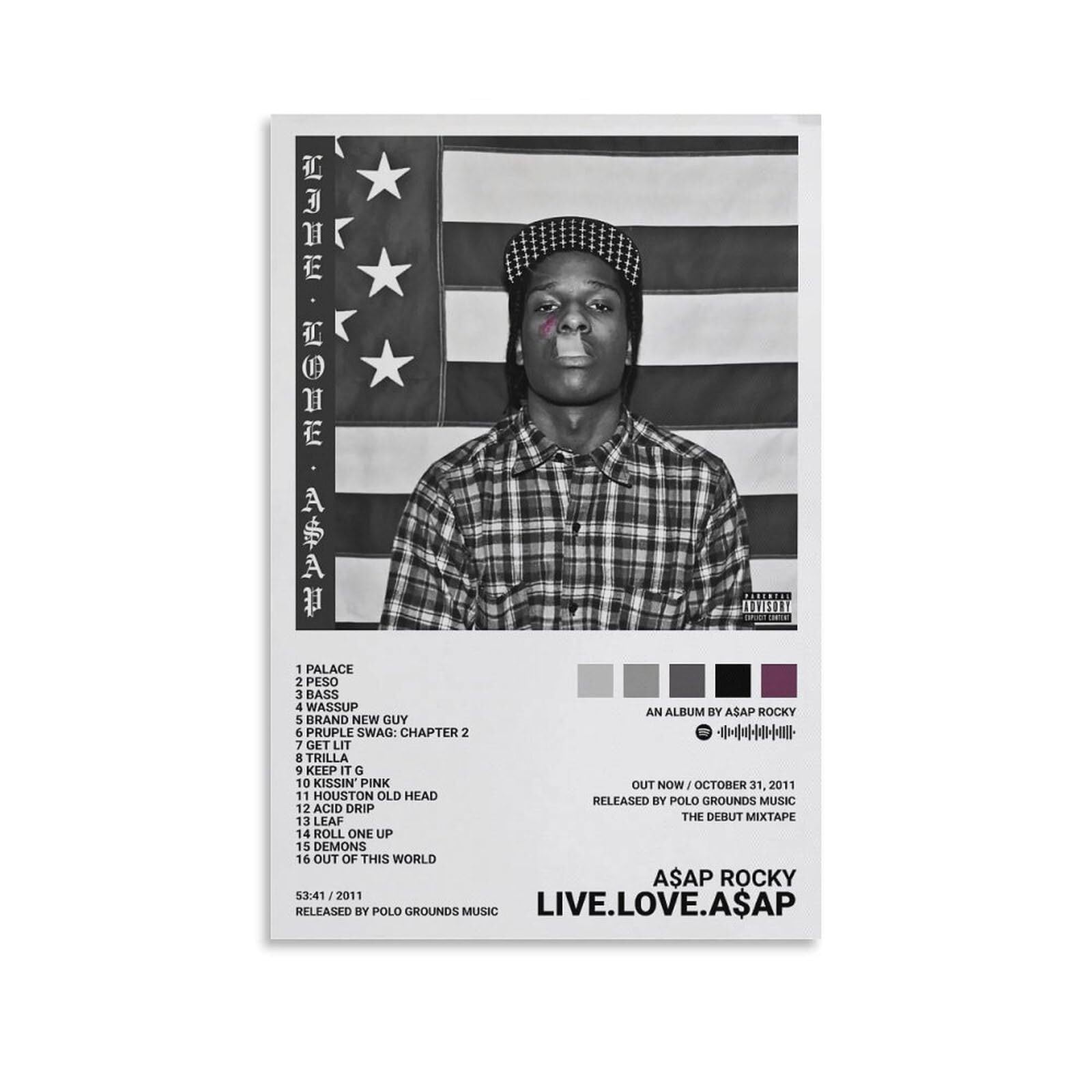 ASAP Rocky Live. Love. ASAP Music Album Cover Canvas Poster Bedroom ...