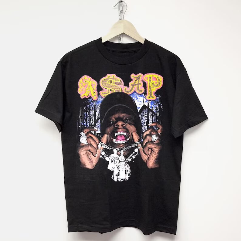 ASAP Rocky T-Shirt Asap Mob 90's Hip Hop Tour Concert Style Merch ...