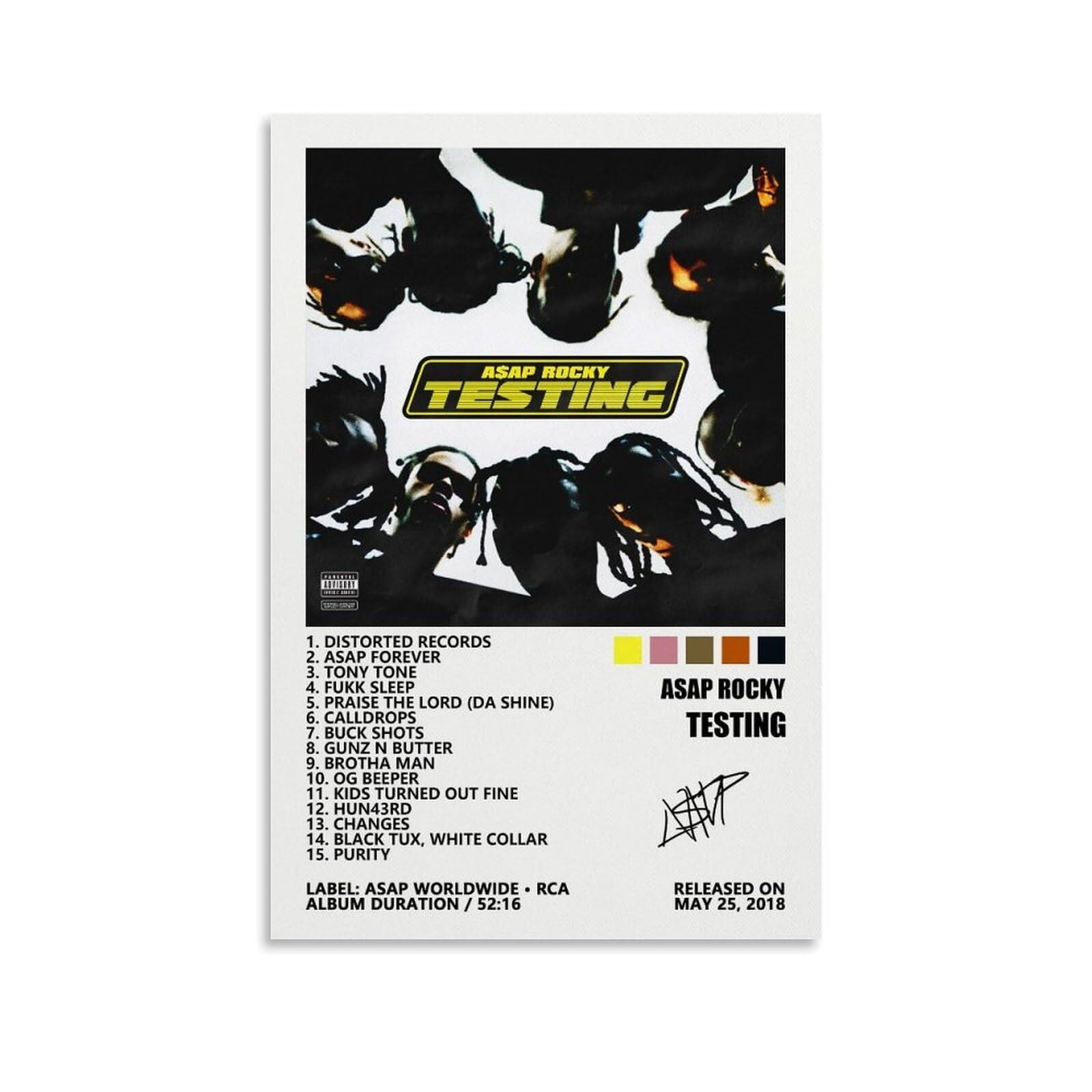 ASAP Rocky Testing Music Album Cover Posters For Room Canvas Wall Art ...