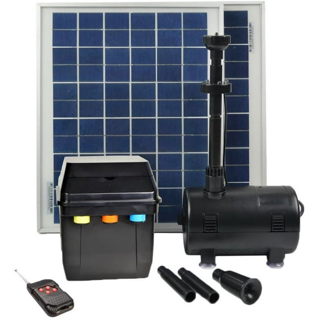 ASC 1.3-watt Solar Fountain Pond Water Pump with Battery Timer and LED ...