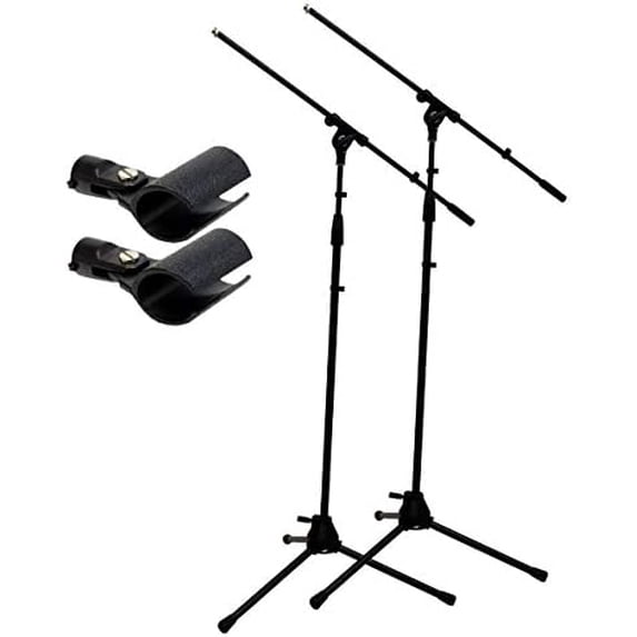 ASC (2) Pro Audio Mobile DJ Microphone Stands Adjustable Boom Stage or ...