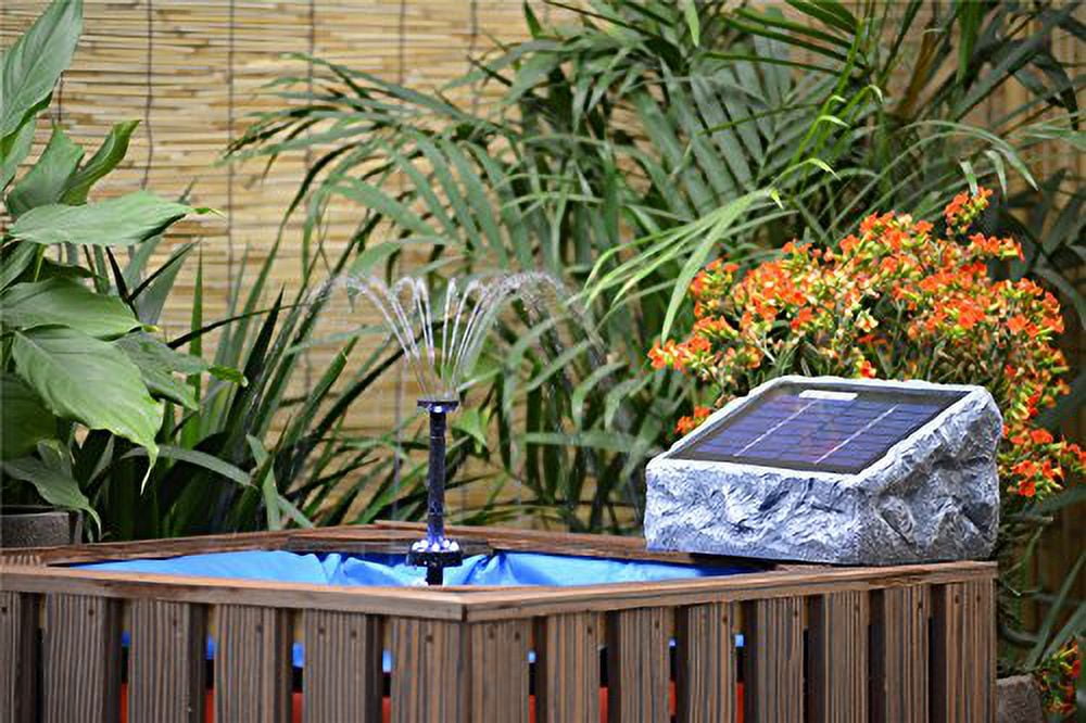 ASC Solar Stone Water Pump Kit with Battery and LED Ring Light ...