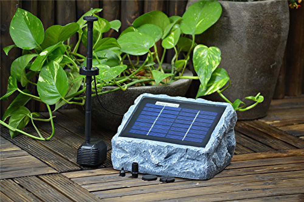 ASC Solar Stone Water Pump Kit with Battery and LED Ring Light ...