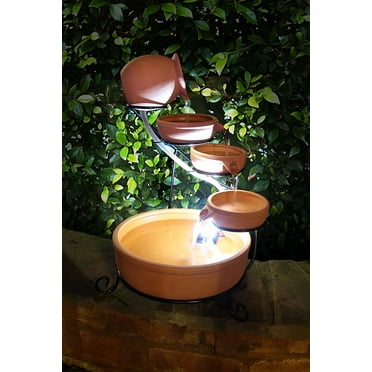 Garden Sundance Terracotta Solar Water Fountain Cascade - Walmart.com