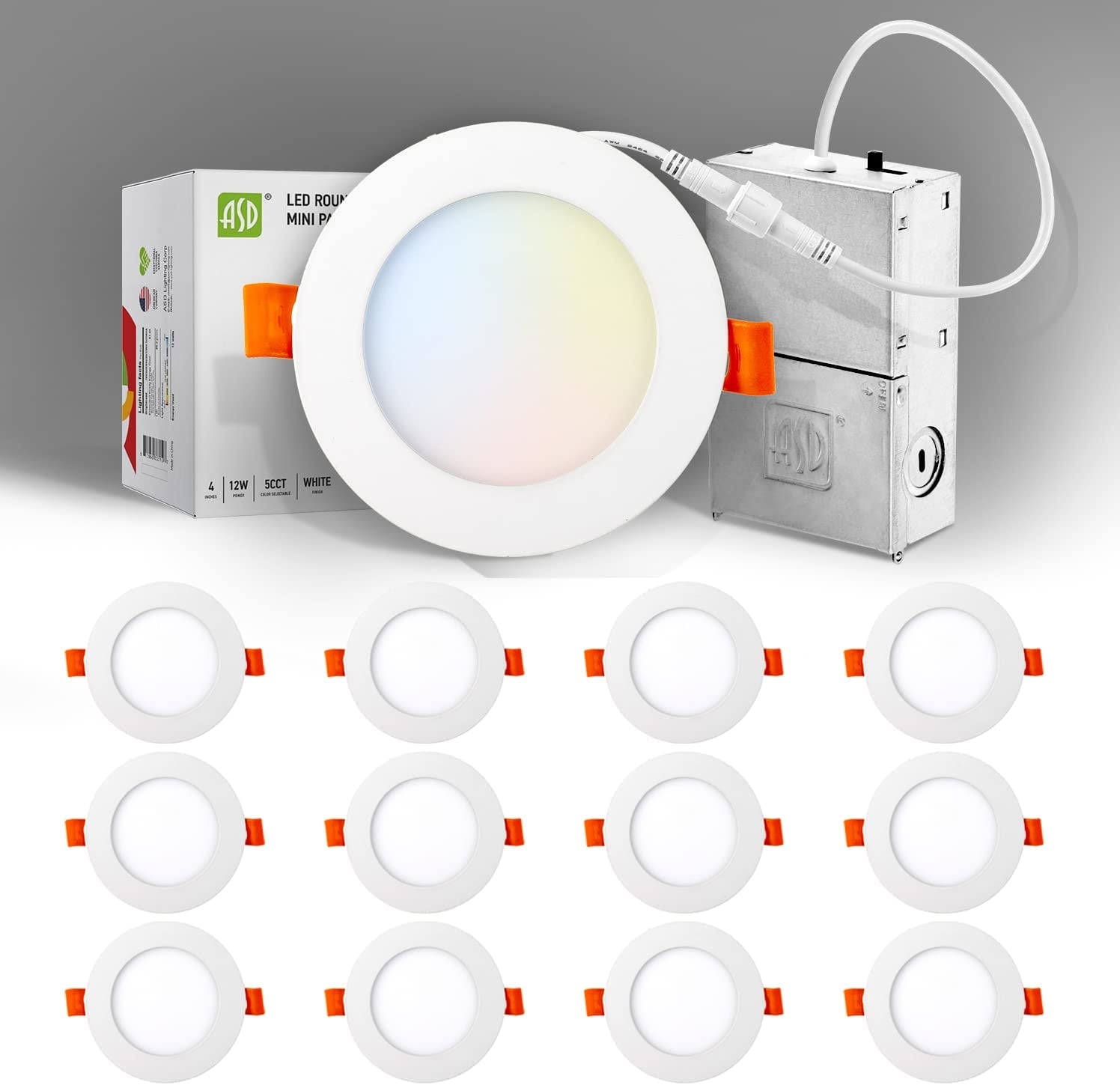 ASD 12 Pack LED Recessed Lighting 4 Inch, 5 CCT 2700K-5000K, 12W 50W ...