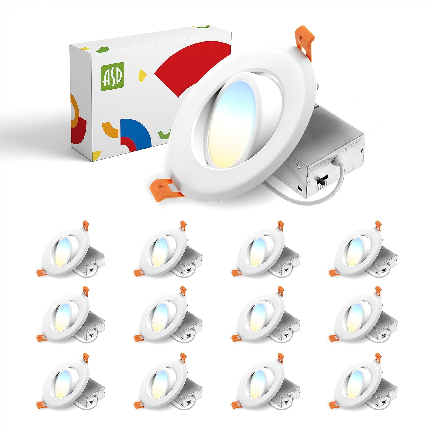 ASD 4 Inch Gimbal LED Recessed Light with Junction Box, 12W 842Lm ...