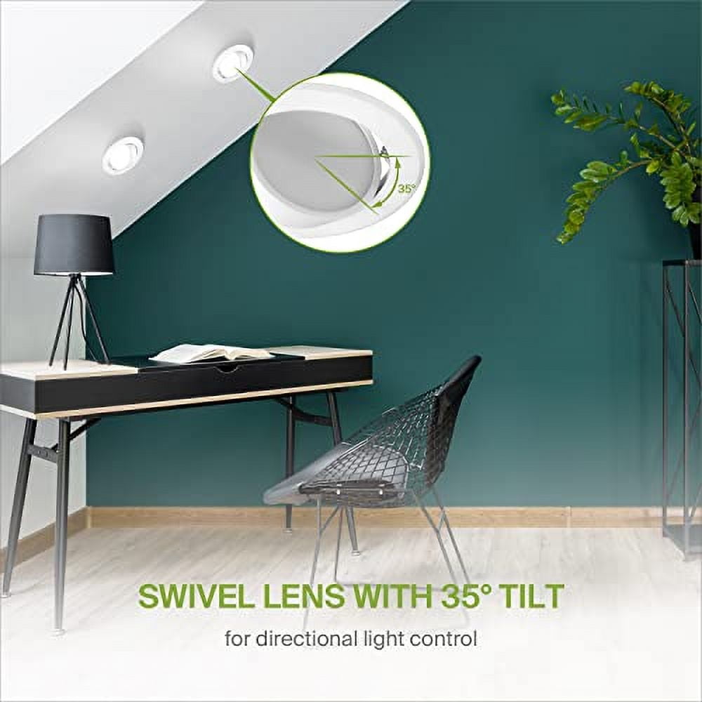 ASD 4 Inch Gimbal LED Recessed Light with Junction Box, 9W 630Lm, 3000K ...