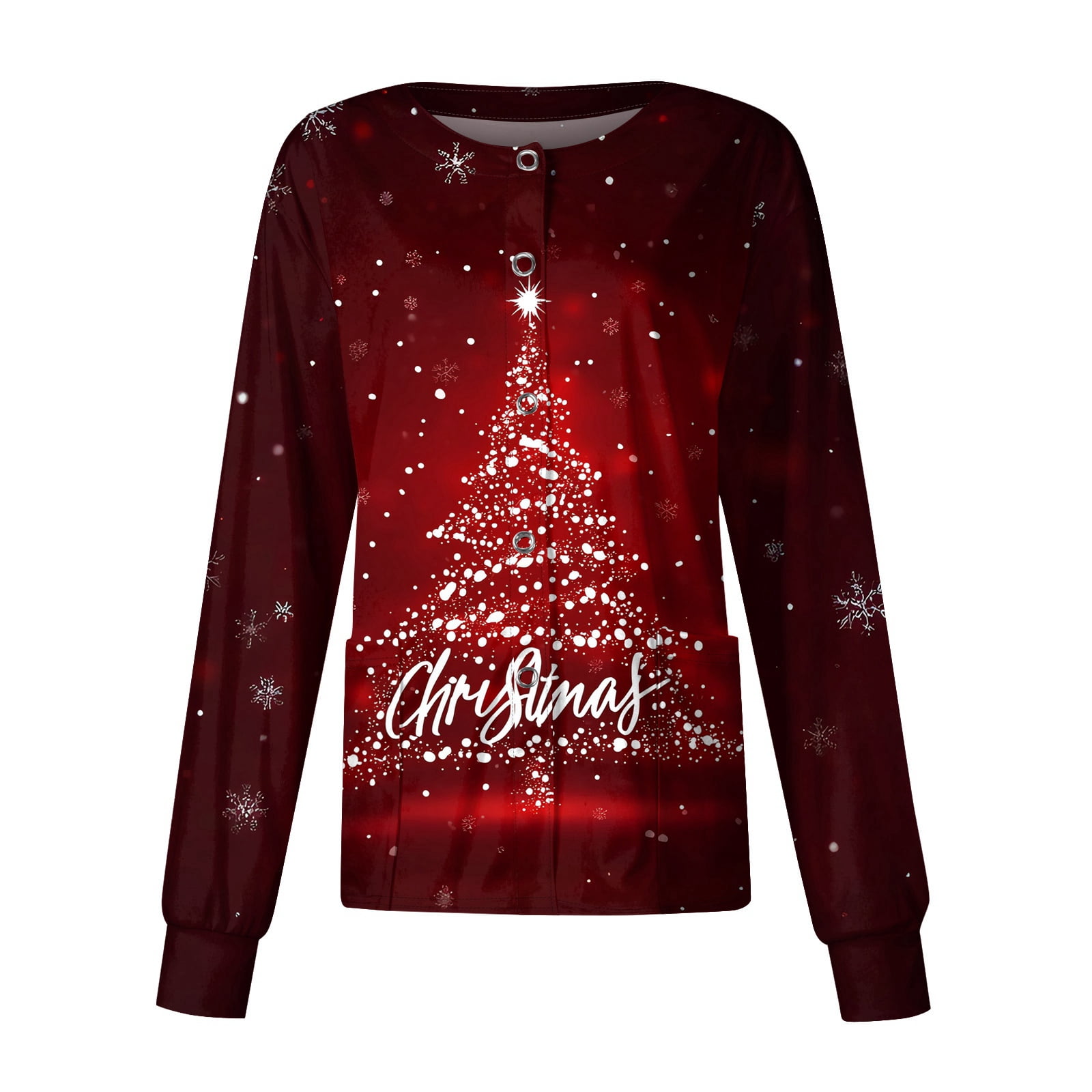 ASDFVBKG Christmas Scrubs & Jackets for Women Long Sleeve Plus Size ...