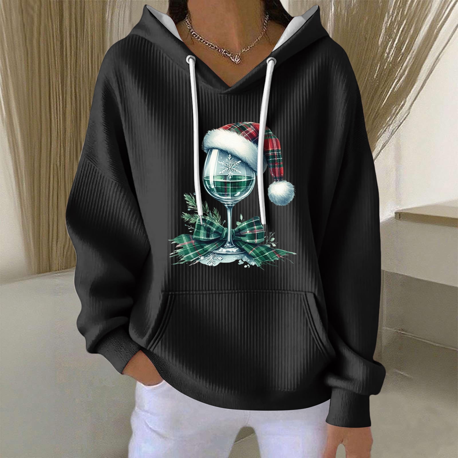 ASDFVBKG Christmas Weatshirt Women Long Sleeve Oversize Drawstring ...