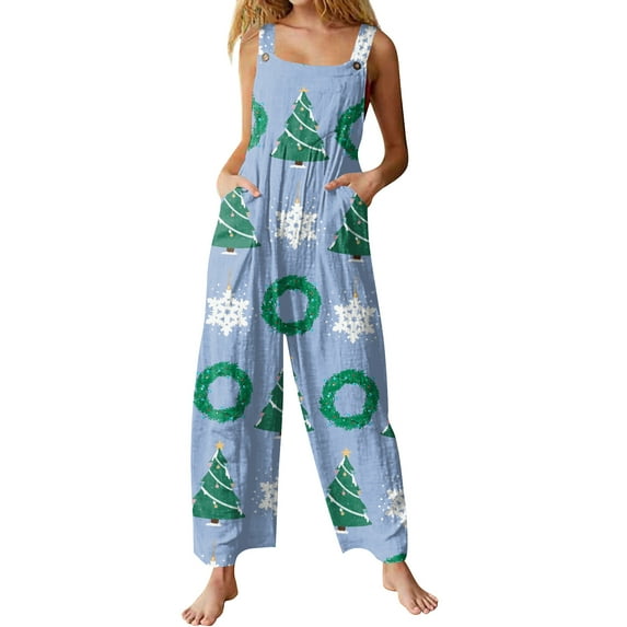 ASDFVBKG Christmas Women's Jumpsuits One Piece Button Bell Print Plus ...