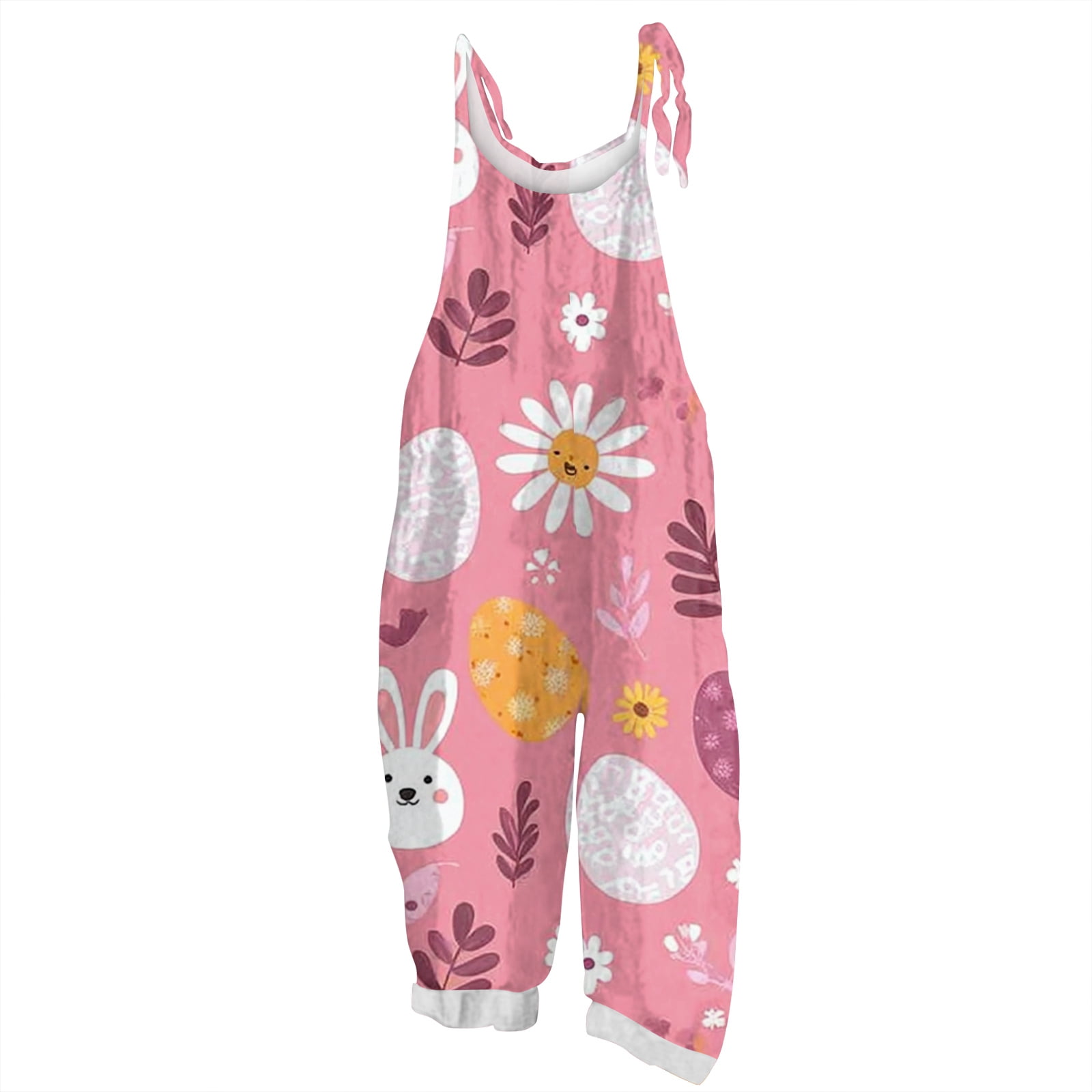 ASDFVBKG Easter Jumpsuits for Women Plus Size Cotton Ribbed Knit Wide ...