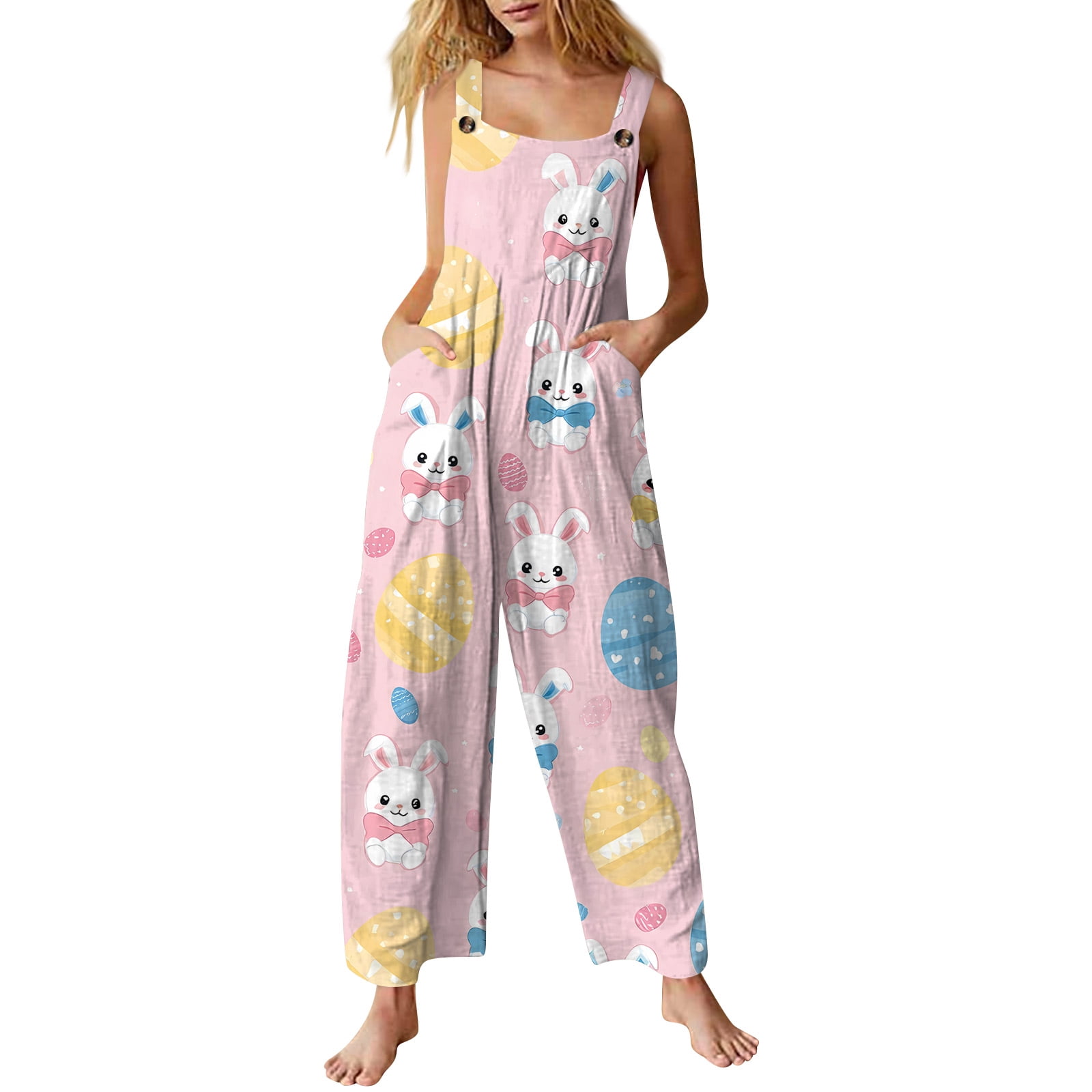 ASDFVBKG Easter One Piece Jumpsuits for Women Comfy Square Neck ...
