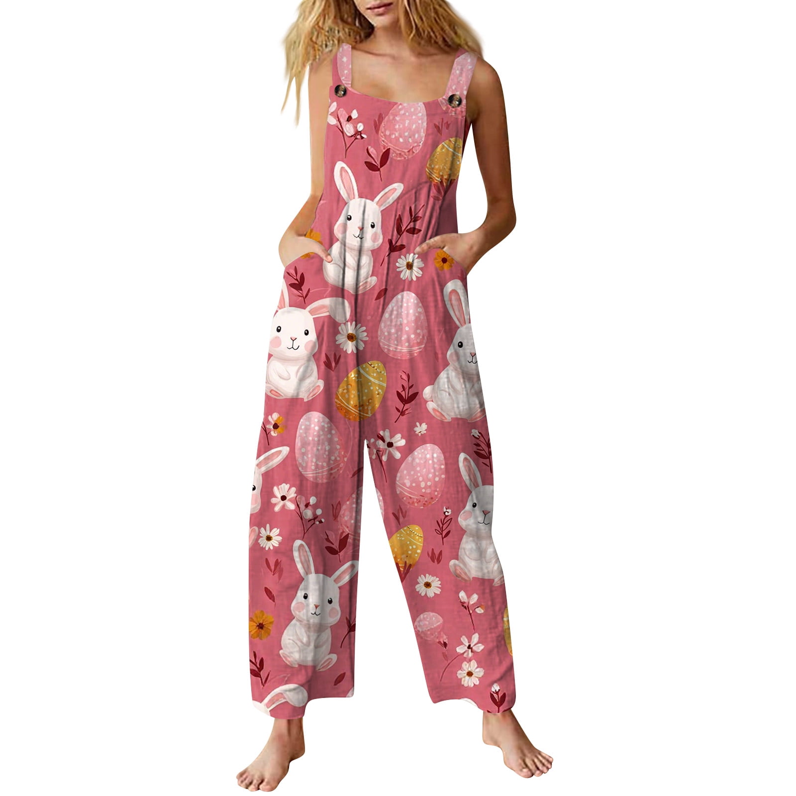 ASDFVBKG Easter One Piece Jumpsuits for Women Soft Square Neck ...