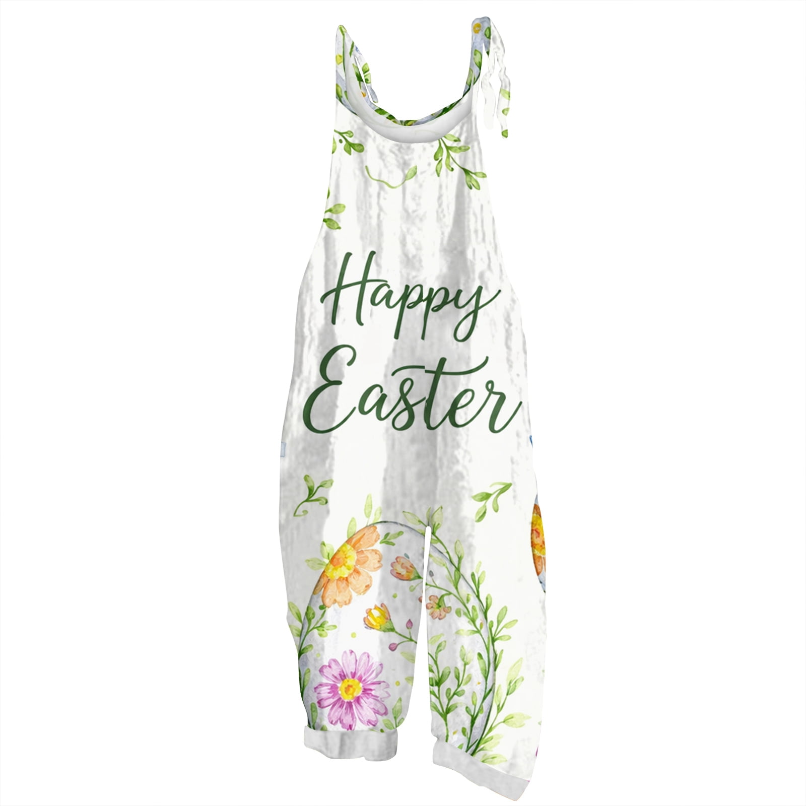 ASDFVBKG Easter Rompers for Women Plus Size Cotton Ribbed Knit Wide Leg ...