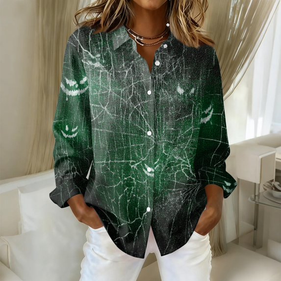 ASDFVBKG Fall Lightweight Collared Tops Women Halloween Long Sleeve ...