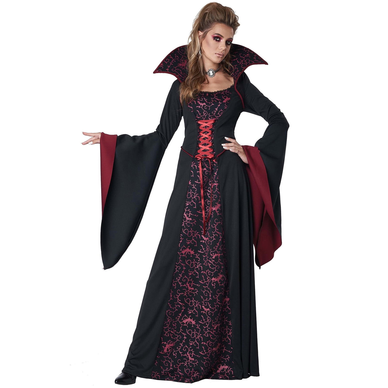 ASDFVBKG Female Vampire Costume Gothic Round Neck Costumes Halloween ...