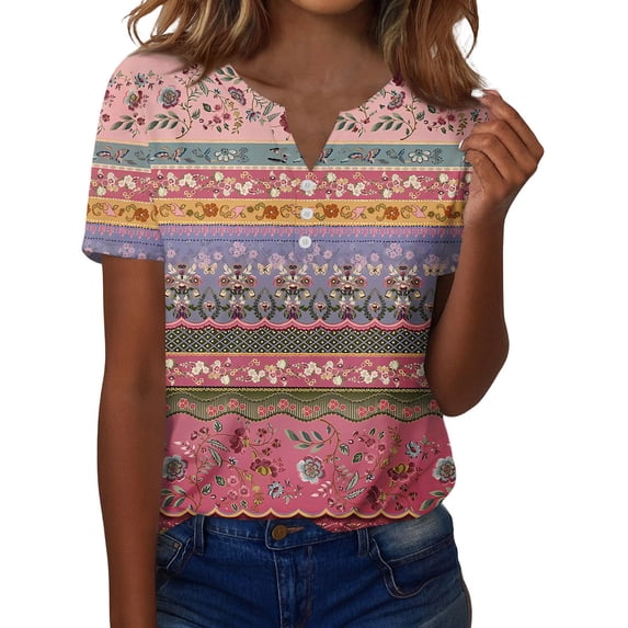 ASDFVBKG Floral Print Shirts for Women Spring Valentines Day Crew Neck ...