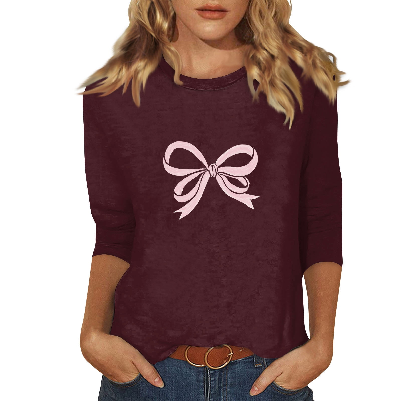 ASDFVBKG Floral Printed Tees for Women Spring short Length Sleeve ...