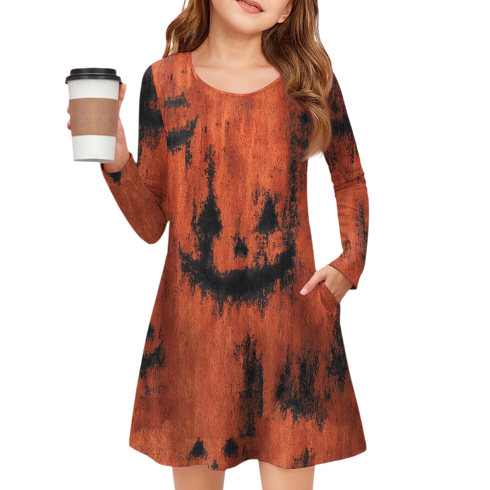 ASDFVBKG Girls Long Sleeve Stretchy Dress Long Sleeve Crew Neck Vintage ...