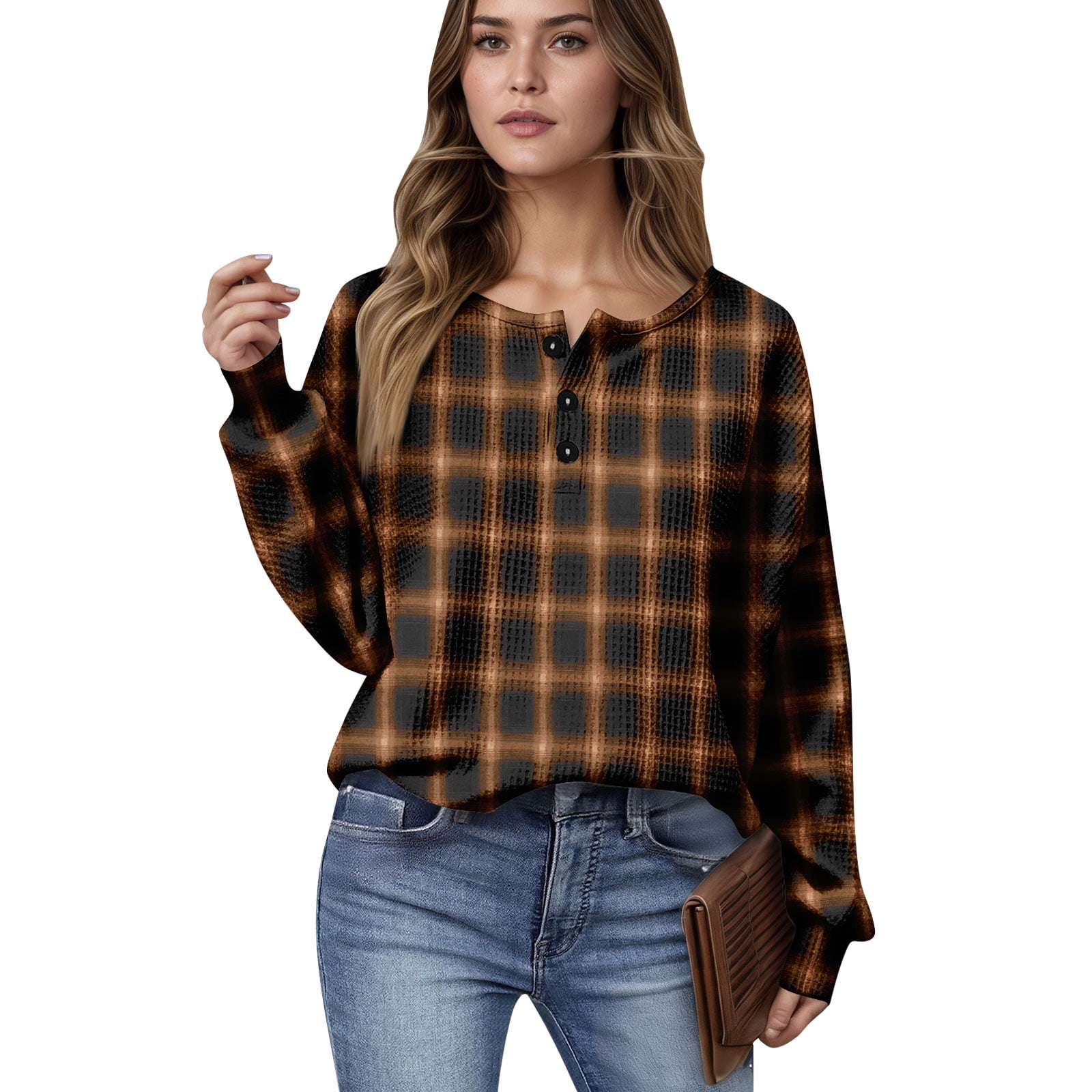 ASDFVBKG Going Out Tops for Women Henley Shirts 2025 Button Long Sleeve ...