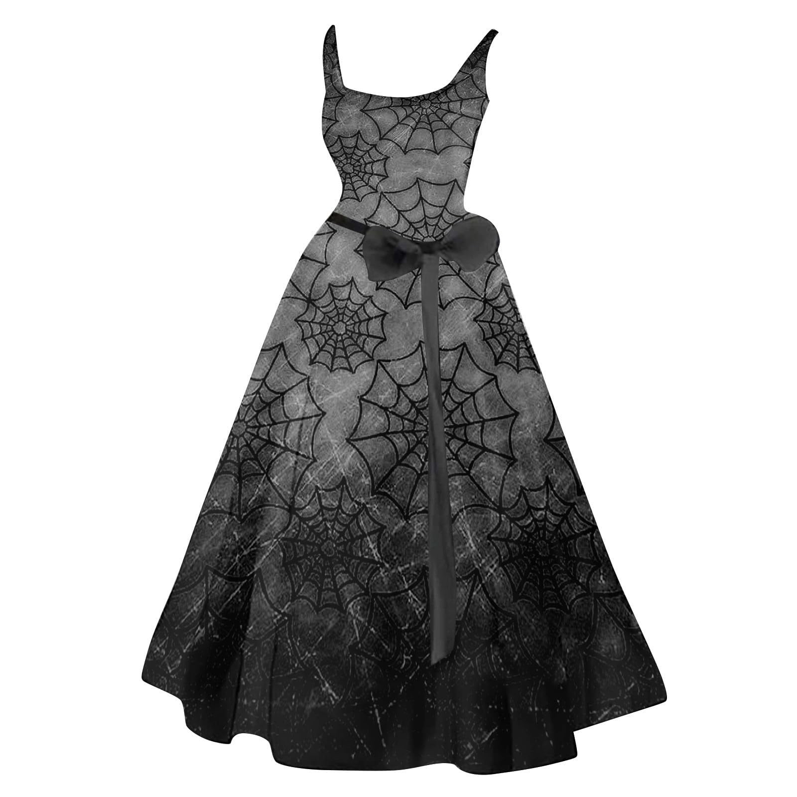 ASDFVBKG Halloween Dress for Womens Strap Dress Gothic Trendy Vintage ...