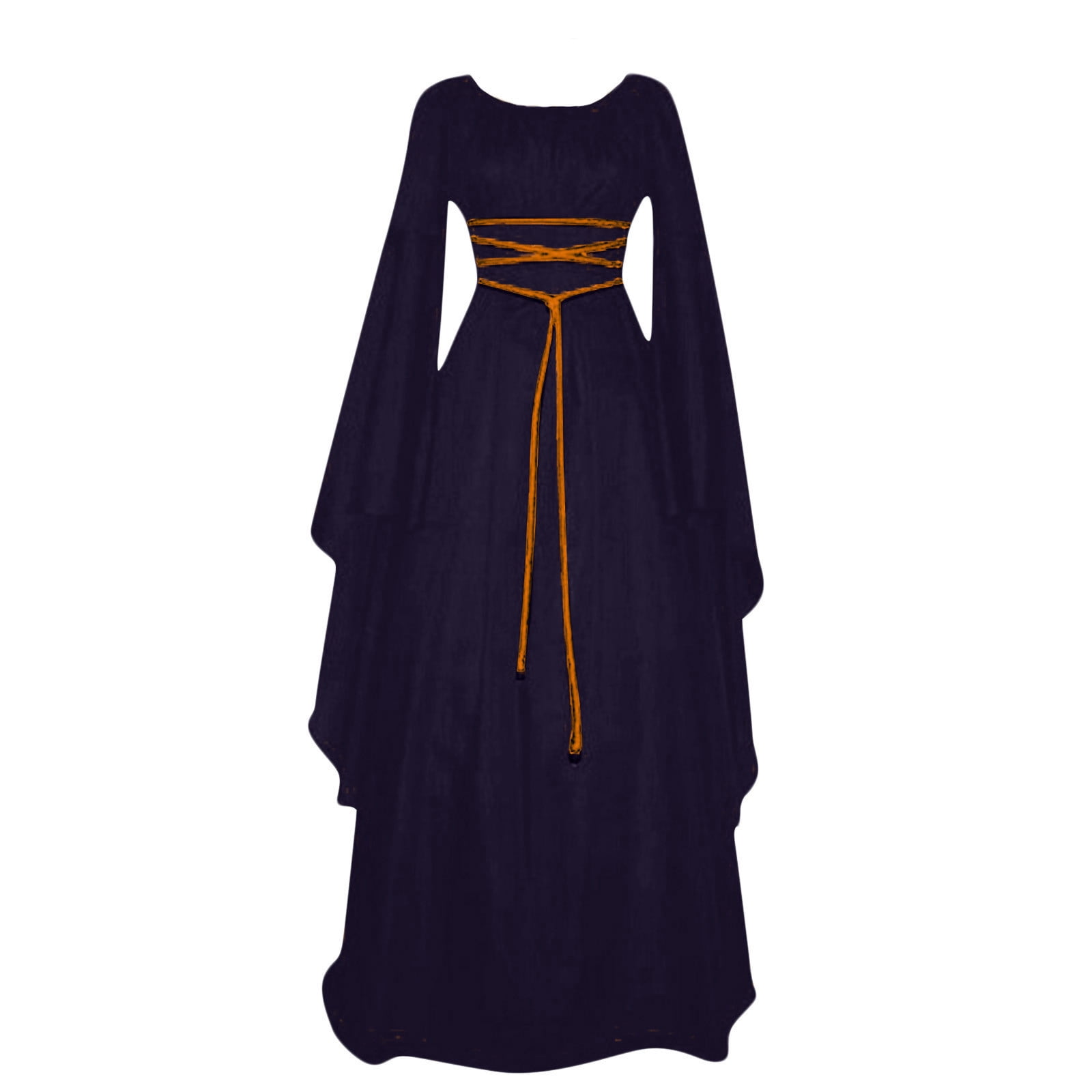 ASDFVBKG Halloween Renaissance Dress for Womens Solid Color Round Neck ...