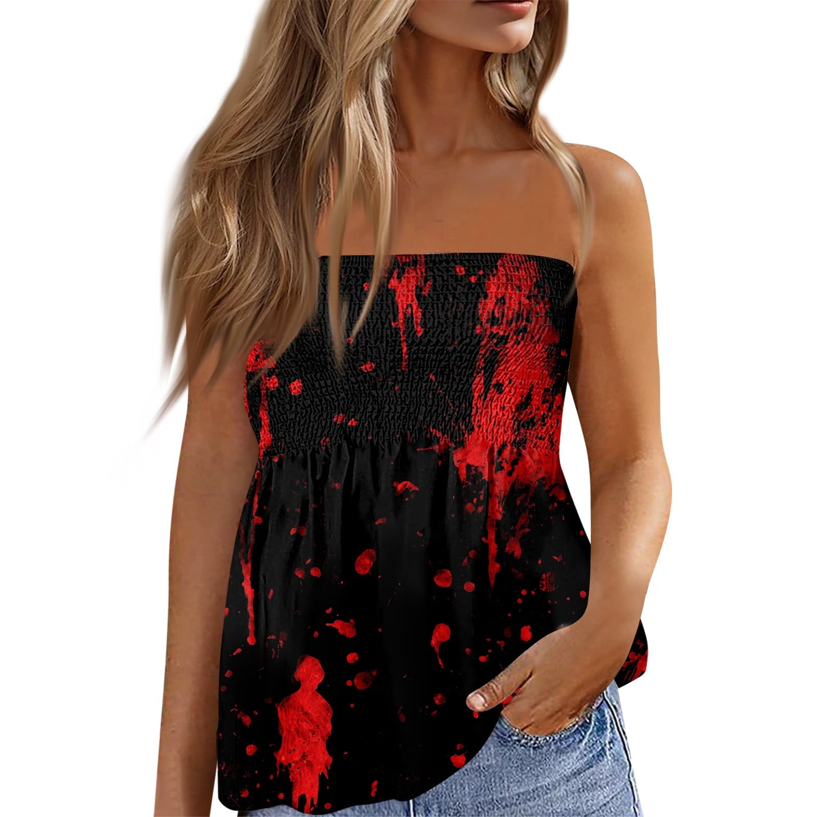 ASDFVBKG Halloween Top Women Sexy Strapless Costume Fashion Sleeveless ...