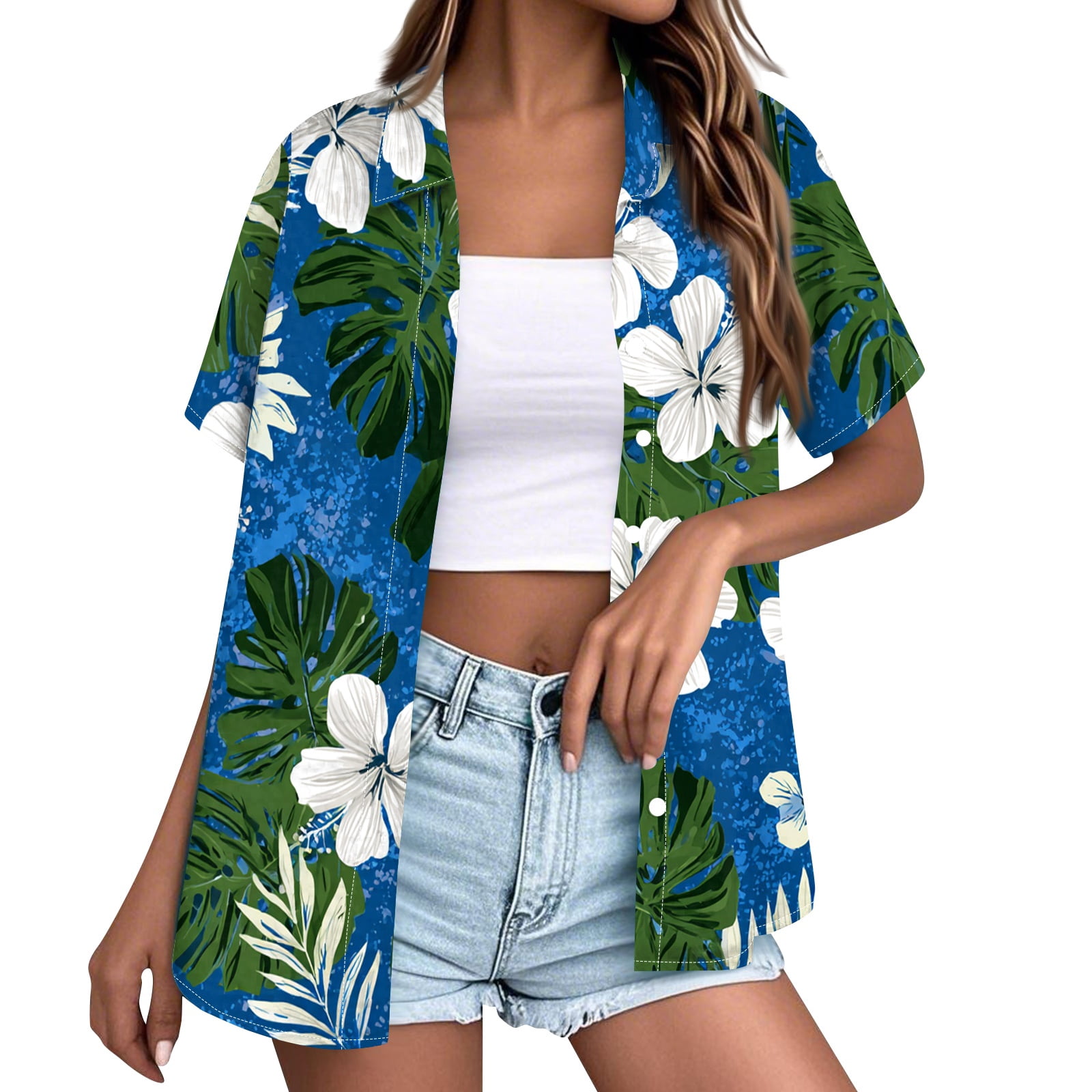 ASDFVBKG Hawaiian Shirt Floral Tropical Print Tee Hawaii Shirts Aloha ...