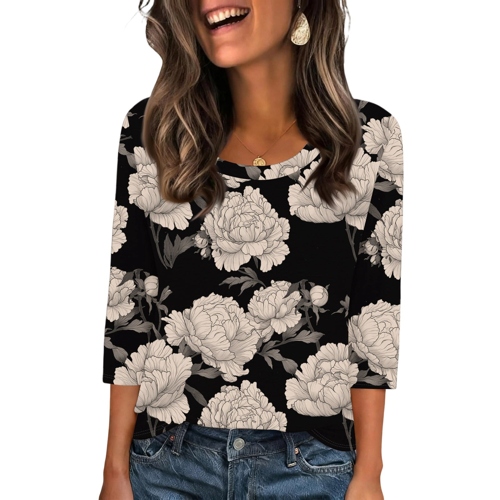 ASDFVBKG Love Heart Printed Graphic Shirts for Women Spring Crew Neck ...