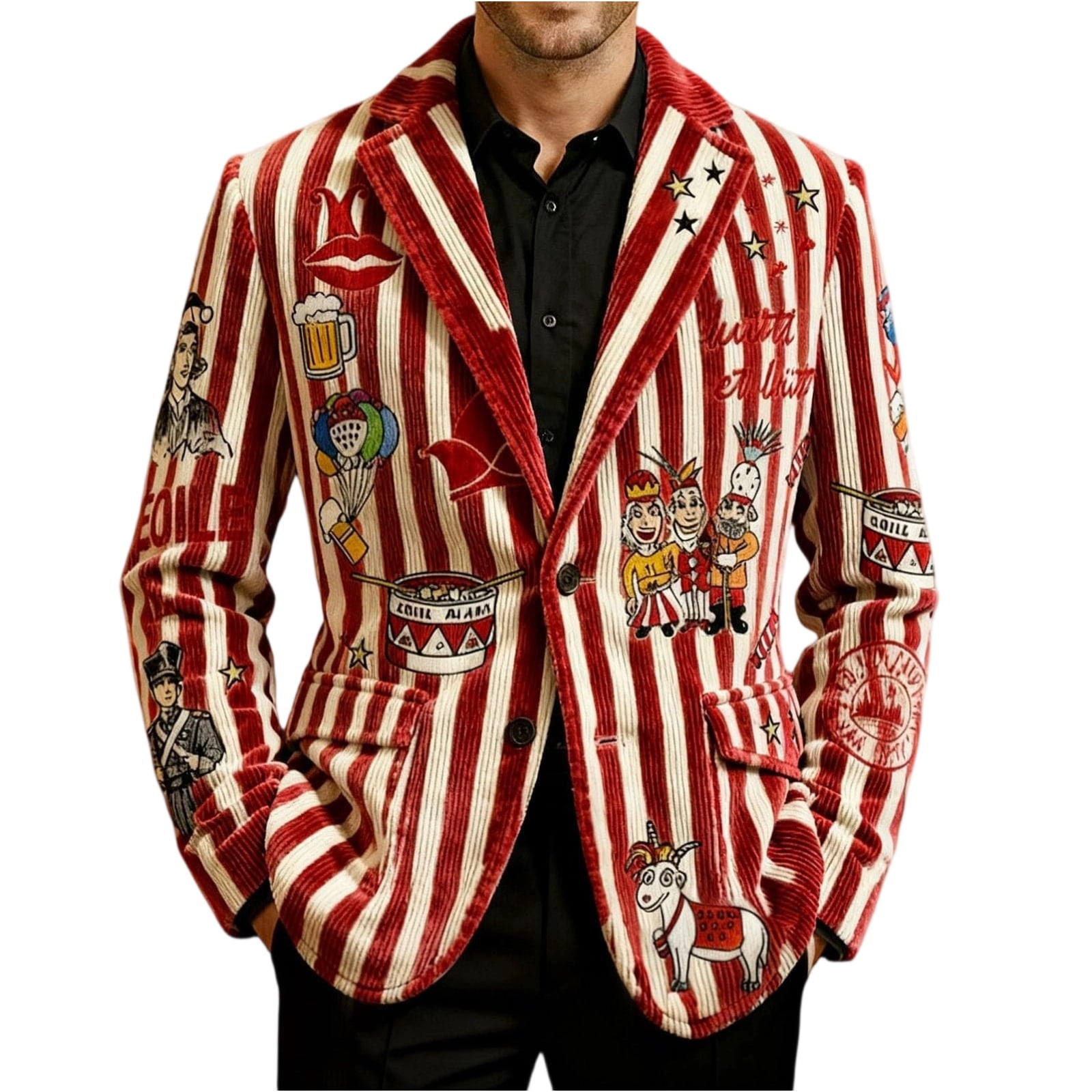 ASDFVBKG Mardi Gras Jacket for Men Digital Print Long Sleeve Corduroy ...