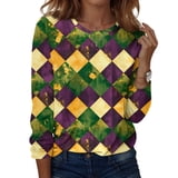 ASDFVBKG Mardi Gras Shirts for Women Long Sleeve Fat Tuesday Blouses ...